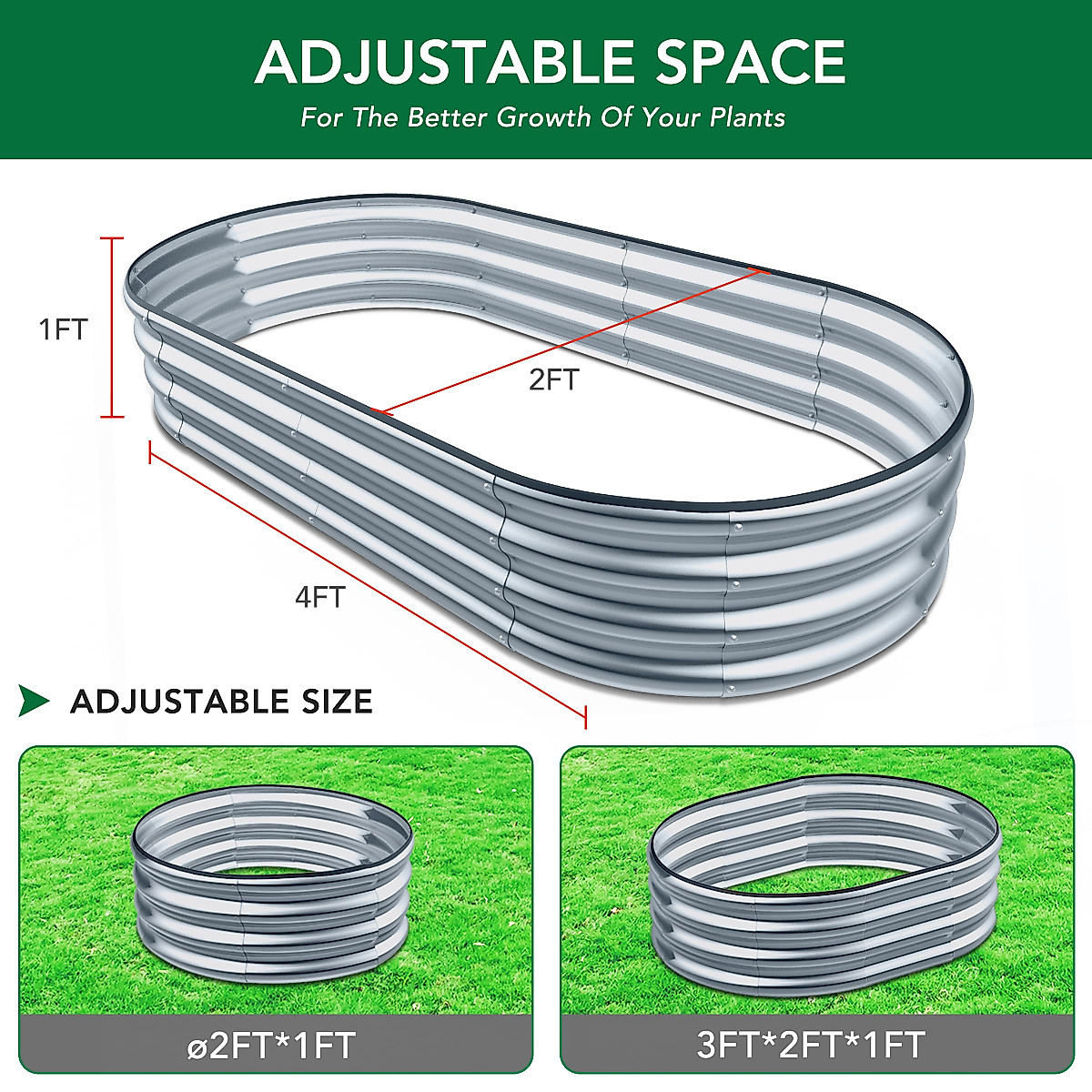 EZIOSS Raised Garden Bed -4×2×1ft Galvanized Planter Box for Outdoor Gardening and Planting, Ideal for Vegetables and Plants