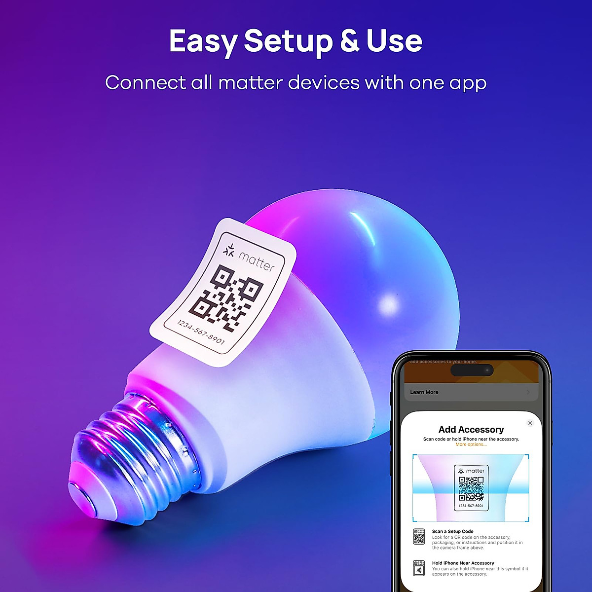 Consciot Smart Light Bulbs,WiFi Bluetooth Bulbs Works with Alexa/Google Home/Siri/SmartThings, RGBTW Color Changing LED Light Bulb, Music Sync Smart Bulbs E26 9W 800LM A19 Matter Smart Bulb, 2 Pack