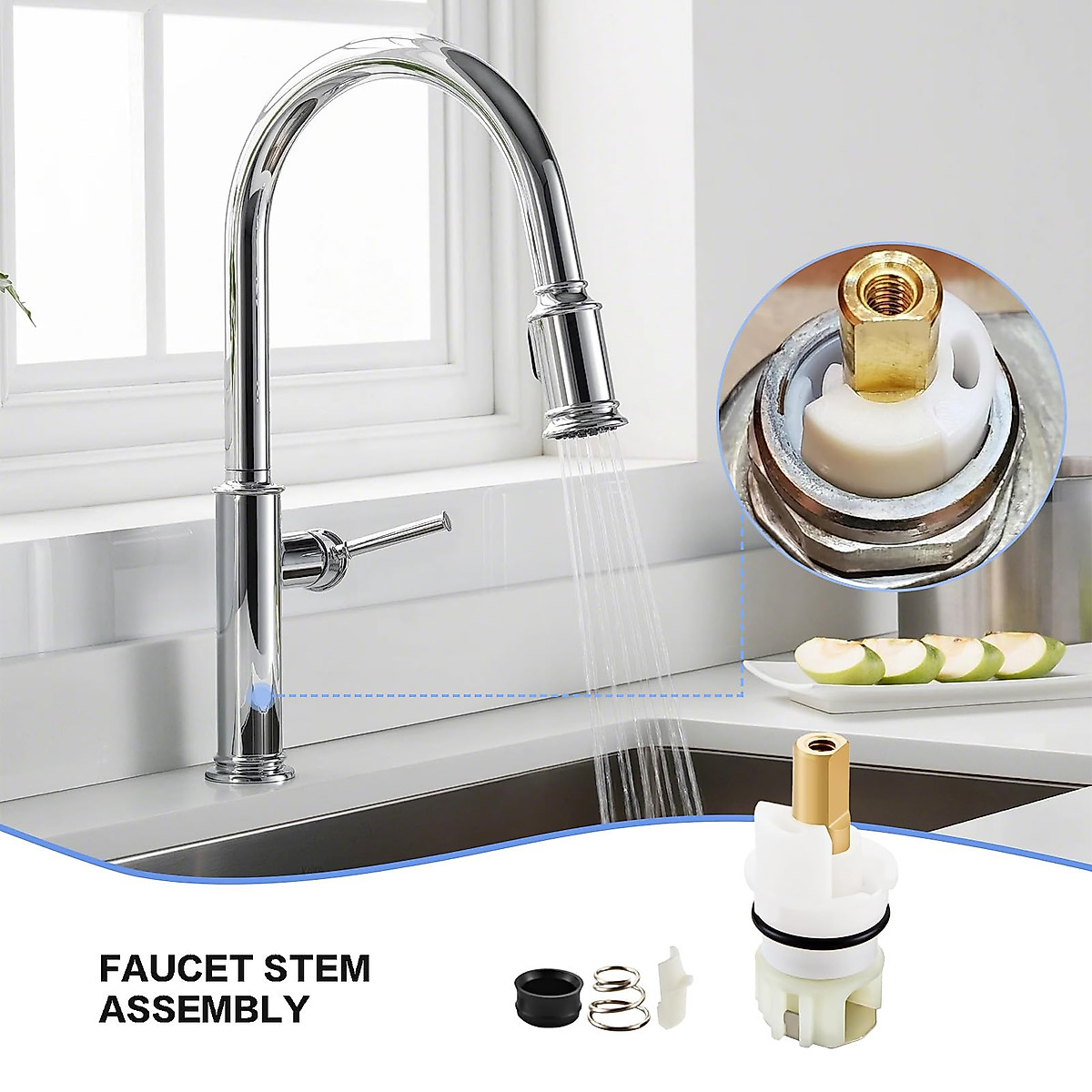 RP25513 Faucet Stem Replacement Kit for Delta Two-Handle Faucets - Includes RP24096 Cartridge, RP4993 Seat & Spring, RP24097 Turn Stop - Durable Brass & Plastic Construction (1 Pack)
