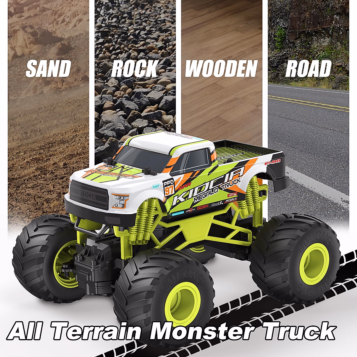 Scientoy Remote Control Car, 20KM/H Monster Truck Toys for Ages 5-7, 1:16 Scale All Terrain RC Cars for Boys & Girls Age 4-7, 2.4Ghz Off Road RC Truck, Christmas Birthday Gift for Kids