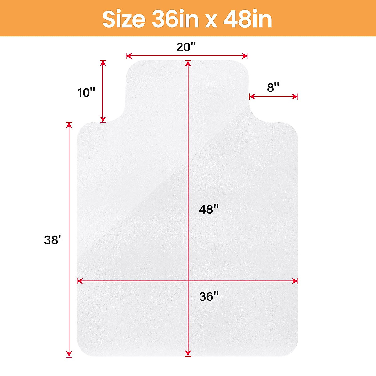 Yecaye Desk Chair Mat for Hardwood Floor, 48"×36" Office Chair Mat, PVC Computer Chair Mat, Floor Protector for Rolling Chair, Only for Hard Floor