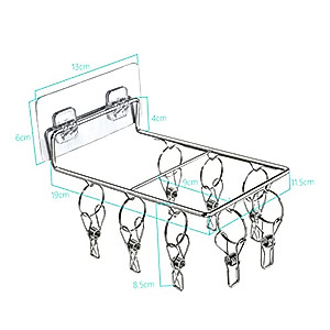 4 pcs Multi Purpose Hanger Wall Mount Clothing Rack Wall Mounted Drying Rack Wind- Proof Hook Clothes Laundry Hanger Drying Rack Stainless Steel Sock Rack Sock Drying Rack Clip