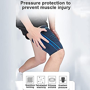 POKEAT 2Pcs Thigh Guard Protector Leg Support Compression Bandage Adjustable Compression Sleeve for Arthritis Relief Ligament Injury Tendinitis Strain,Black,XL