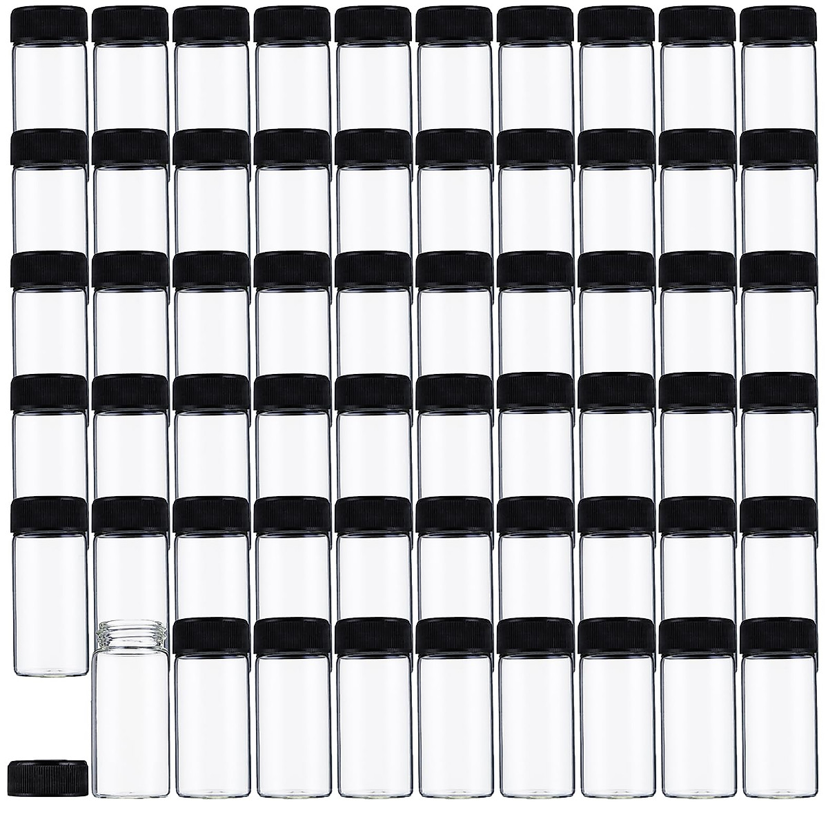 Nicunom 60 Pack Clear Glass Sample Vials with Screw Cap, 20 ml Liquid Sampling Glass Bottles Screwcap Travel Glass Vials