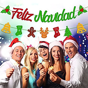Feliz Navidad Banner Spanish Merry Christmas Holly Garland Winter Festival Snow Holiday Decoration Happy New Year Party Supplies