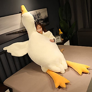 AIRROAD Goose Stuffed Animal, Big Huge Goose Plush Pillow Toy, Cute Giant White Goose Stuffed Animal Duck 63 Inch,Super Soft, Great as a Bedtime Listener and Partner