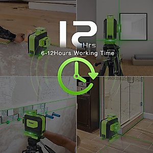 Laser Level Self-leveling Huepar 4x360 Green Cross Line Floor Laser Tool with Remote Control -2 x 360 Horizontal/Vertical Lines Nivel láser with Rechargeable Li-ion Battery & magnetic Bracket-904DG