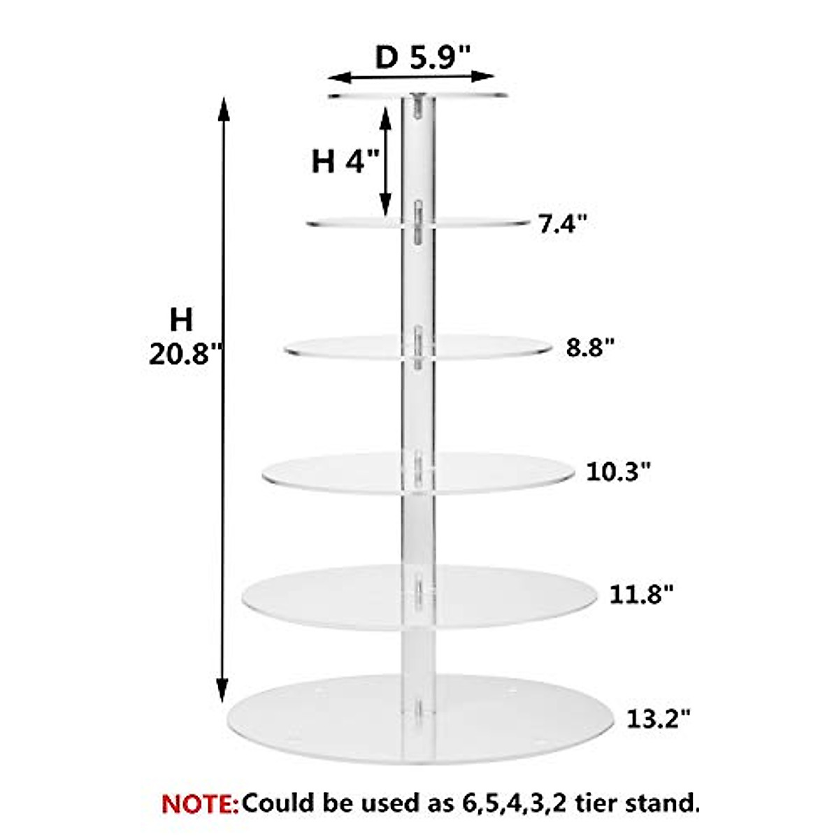 Cupcake Stand, 6 Tier Large Cupcake Tower Display, Round Cupcake Holder, Acrylic Dessert Stand, Pastry Display Tree for Party, Wedding, Baby Shower.
