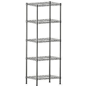5 Wire Shelving Metal Rack Adjustable Unit Storage Shelves for Laundry Bathroom Kitchen Pantry Closet Silver