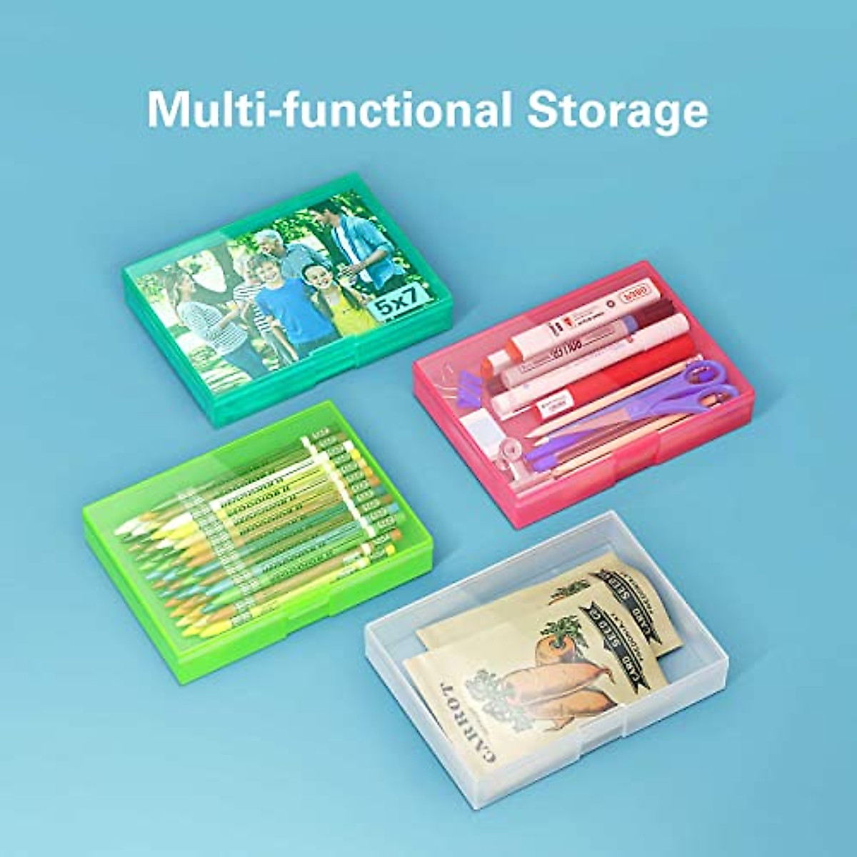 iBune Large 5x7 Photo Storage Box, 8 Inner Photo Cases Store up to 1000 Pictures, Photo Organizer with Zipper Cloth Bag, Cards Craft Keeper with Handle for Photo Cards Seed Storage, Rainbow