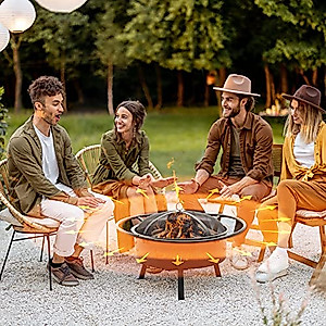 Fire Pit,Outdoor Fire Pits,Wood Fire Pits,Wood Burning Fire Pit,30" Fire Pits for Outside Patio,Backyard Fire Pit with Spark Screen,Log Grate,Poker Black