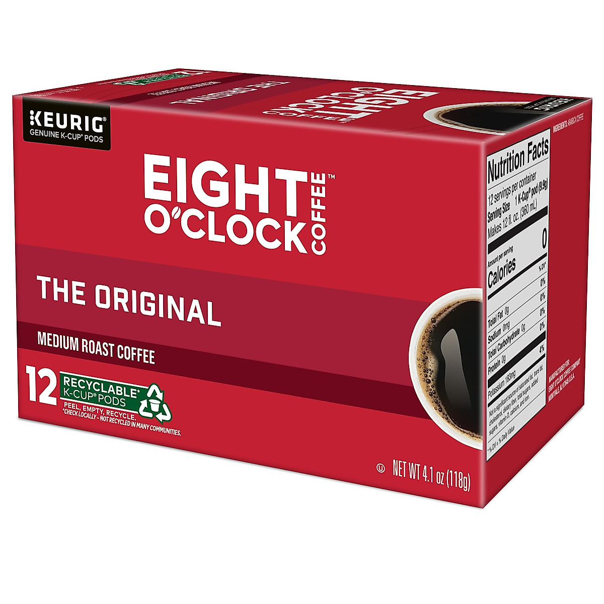Eight O'Clock Coffee The Original, Single-Serve Keurig K-Cup Pods, Medium Roast Coffee Pods, 72 Count