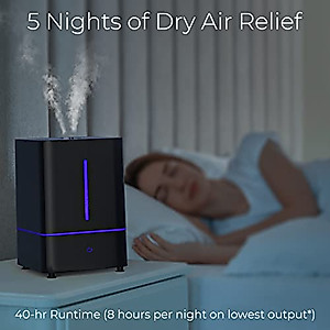 Everlasting Comfort: Cool Mist Humidifier for Bedroom 4L - Large Room, Filterless Humidifier with Essential Oil Diffuser, Easy Clean & Quiet, Black