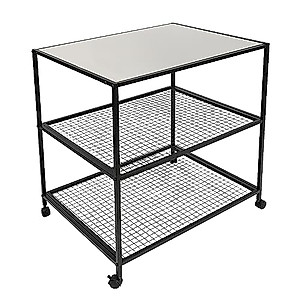 YETINGSHOP Three-Shelf Movable Food Prep and Work Cart Table Stainless Steel Grill Cart Cart Modular Table Suitable for Camping, Indoor and Outdoor, Dining Tables (Without a Handle)