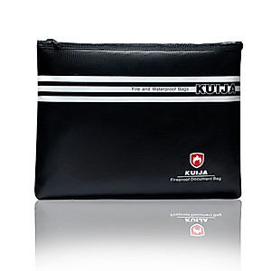 KUIJA Fireproof Document Bag 2000°F, 13.4"x9.4" Fireproof Waterproof Document Bag, Fireproof Money Bag，Fireproof Secure Storage Pouch with Zip, Fireproof Bags for Cash and documents