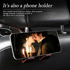 AUCELI Leather Car Seat Headrest Hook, 2 in 1 Auto Back Seat Hanger, 2 Pack Car Storage Holders, Vehicle Backseat Organizer for Purses Coats Umbrellas Bags, Universal Interior Accessories (Black/Red)