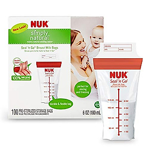 NUK Simply Natural Seal n' Go Breast Milk Bags, 100 CT