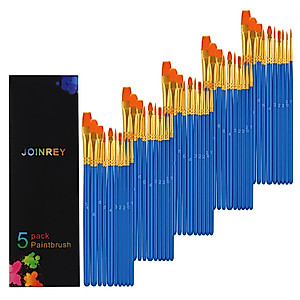 JOINREY Paint Brushes Set,50 Pcs Round Pointed Tip Paintbrushes Nylon Hair Artist Acrylic Paint Brushes for Acrylic Oil Watercolor, Face Nail Art, Miniature Detailing and Rock Painting (deep Blue)