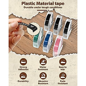 Phomemo E975 Embossing Label Maker Machine with Tapes, Retro Portable Embossed Label Printer Writer, Embosser Label Printer with 6 Rolls Embossing Tapes for Office Home Organization and DIY -Black