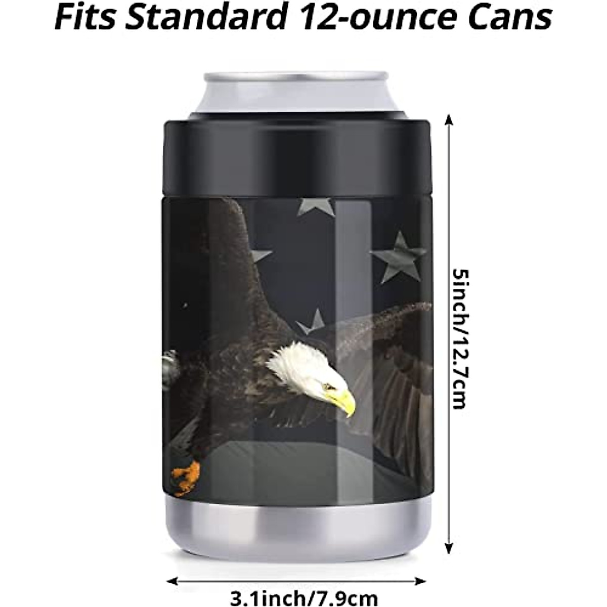Extremus Temps Can Cooler, 12oz Stainless Steel Double Wall Vacuum Insulated Can Cooler – Iconic Laser Printed Designs - Stainless Steel Can Coozies Fits Standard Size Cans - Replaces Coozies for Cans