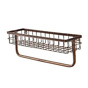 Your Heart's Delight Copper Finished Single Tier Metal Wire Wall Shelf with Towel Holder