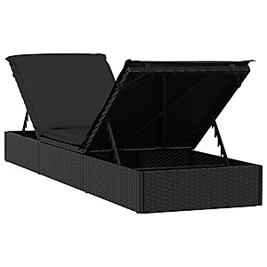 ANYCHOLE Patio Sun Loungers Sunbed 1 pc with Cushion Black 79.1"x21.7"x24.4" Poly Rattan,Outdoor Patio Sunbed with Adjustable Cushioned Lounger for Poolside Comfort