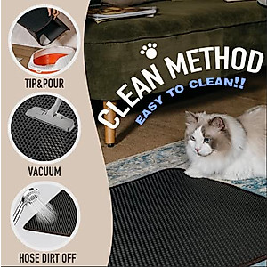 Shekkam Cat Litter Mat Litter Trapping Mat: Large Double-Layered Kitty Litter Mat for Litter Box, No Mess, Easy Clean Cat Litter Rug Catcher