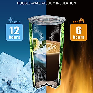 QWEUIOP 20oz Insulated Travel Coffee Mug Leaf Of Monstera Plant Stainless Steel Tumbler with Lid Double Wall Vacuum Coffee Cup For Hot and Cold Drinks14465