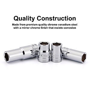 CASOMAN 10Pcs Impact Socket & Flex Socket Set, 1/4" & 3/8" Dr., 6-Point, 10mm, Metric, Include Magnetic impacet Socket, Storage Rail