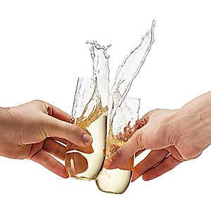 Munfix 48 Pack Stemless Plastic Champagne Flutes Disposable 9 Oz Clear Plastic Toasting Glasses Shatterproof Recyclable and BPA-Free