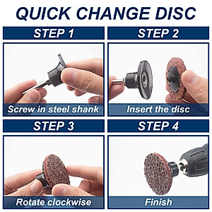 EXQUMART 30 Pcs 2 Inch Sanding Discs with 1/4" Holder, Roll Lock Quick Change Die Grinder Sanding Disc Fine/Medium/Coarse Surface Conditioning Disc Strip Grind Polish Burr Finish Rust Paint Removal