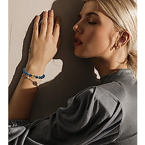 Jewdreamer 10Pcs 8mm Chakra Bead Bracelet Elephant Gifts for Women Men Natural Stone Bead Bracelets Lava Rock Reiki Crystals Yoga Bracelets