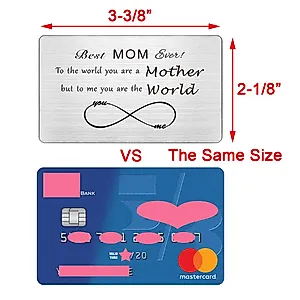 FALOGIJE Best Mom Ever Wallet Card - To The World You Are A Mother - Birthday Card for Mom, Christmas
