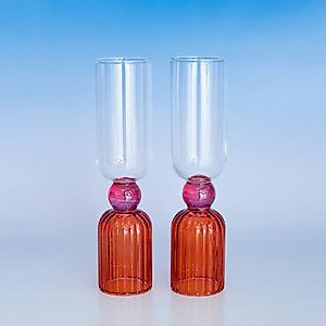 ban.do Bar Glass Set of 2, 6.6oz Cute Cocktail Glasses for Adults, Unique Cocktail Wine & Champagne Glasses, Aesthetic Glassware for Bar Cart, Tipsy Turvy