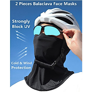 Balaclava Ski Mask Face Cover Full Head Mask Windproof Sun UV Protection Outdoor Sport Ski Scarf Cycle Cap Men Women, 2 PCS (Black + Green)