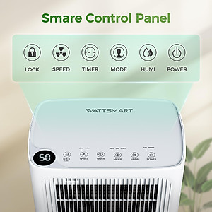 WATTSMART 2,500 Sq Ft Home Dehumidifier with Drain Hose, 55 OZ Water Tank, 24 Hr Timer, 50 Pints High Efficiency Compressor for Basements, Bedrooms, Bathrooms and Laundry Rooms