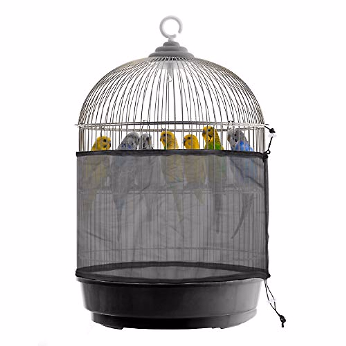 oenbopo Bird Cage Mesh Universal Birdcage Cover Bird Seed Guard Catcher Adjustable Drawstring Bird Cage Skirt Mesh Net Cover