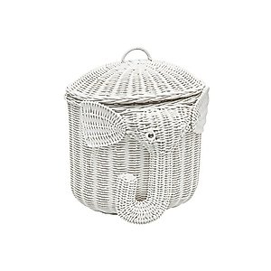 Kouboo 1060103 Rattan Elephant Storage Basket, White
