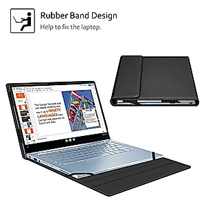 Fintie Sleeve Case for 14" ASUS Chromebook Flip C433TA / ASUS Chromebook C425 / Lenovo Yoga Slim 7 14IIL05 / Dell Latitude 7410 7420 - Premium PU Leather Portfolio Book Cover, Black