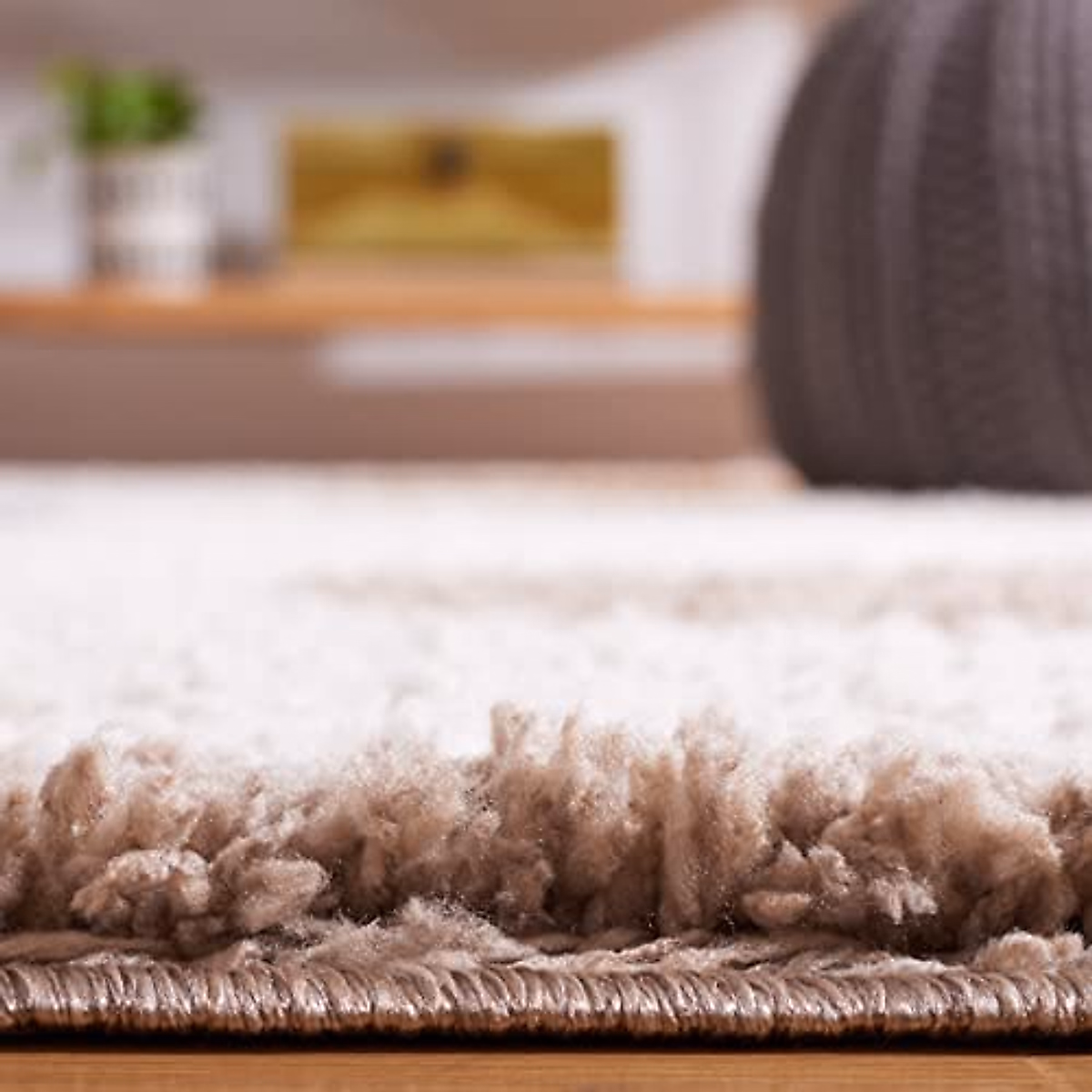 Safavieh Calico Shag Collection 8' x 10' Ivory/Blue CLC114A Mid-Century Modern Non-Shedding 1.6-inch Thick Area Rug