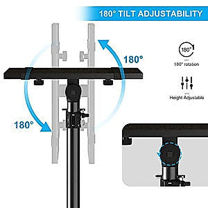 Tanenuos Projector Stand Tripod from 23.5" to 46.5" Adjustable Height, Laptop Tripod Stand with Gooseneck Phone Holder, Laptop Floor Stand for Office, Home, Stage, Studio, DJ Racks Holder Mount