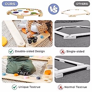 BanaSuper Wooden Balance Beam Stepping Stones for Kids Toddlers Gymnastics Beam Children Balance Board Toys Montessori Toddler Toys Gymnastics Obstacle Course Montessori Furniture Toddler Gift