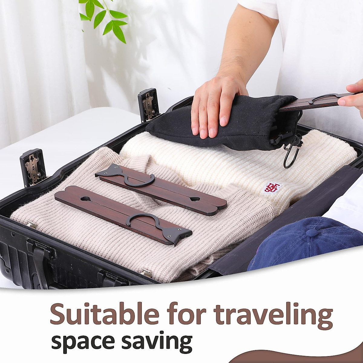 Edergoo Foldable Hangers 8 Pack, Travel Hangers Foldable for Suitcase, Foldable Hangers Space Saving for Travel, Portable Folding Clothes Hangers Travel Accessories, Collapsible RV Hangers for Trip