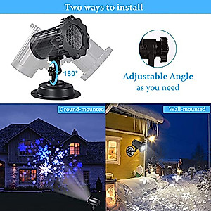Snowfall LED Light Projector, Christmas Rotating LED White Snowflake Lamp with Remote Control for Christmas, Holiday,Halloween,Party,Garden,Wedding,Indoor Outdoor Decorations on Halloween Waterproof