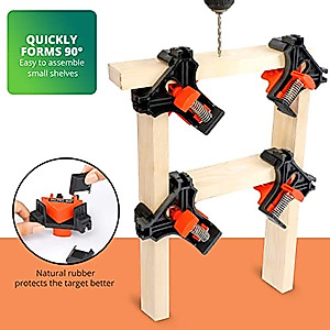 JPB Corner Clamps For Woodworking, 90 Degree Clamp, 4PCS Adjustable Spring Loaded Right Angle Clamp Set for carpenter, drilling, wood cabinets, frame | Pro Carson clamps for woodworking (5-22mm)