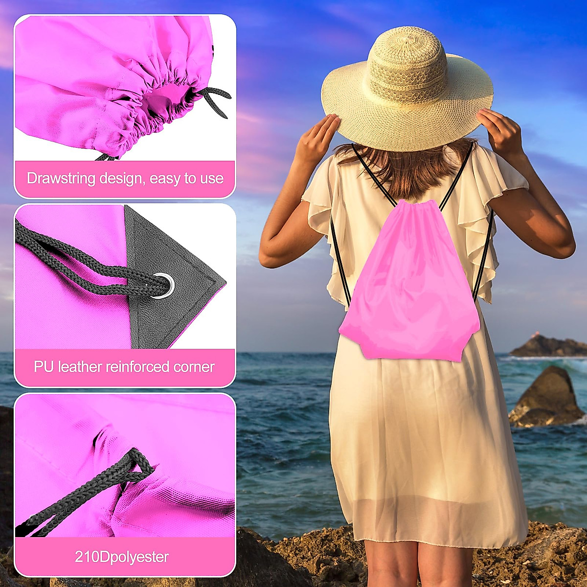 KUUQA 15Pcs Multicolor Drawstring Backpack Bag Cinch Sack Pull String Bags Bulk