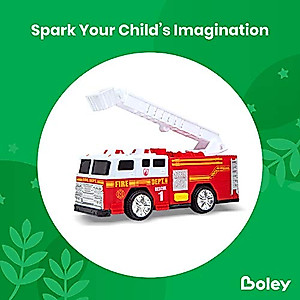 Boley City Vehicles - 3 Pack Toy Trucks and Helicopter - Fire Truck, Recycle Dump Truck, and Police Helicopter Car Set - Toy Cars for 3 Year Old Boys/Girls and Up