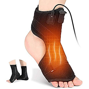 VINGVO Foot Heating Pad,Plantar Fasciitis Support Brace 1 Pair Compression Foot Sleeves Heated Therapy Night Splint Achilles Tendonitis for Arthritis Sprains Strains Heel Spur Torn Tendons