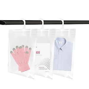 TOWEBOORY 30 Pack Hanging Storage Bags, Headphone Storage Classroom Large Hook 10 X14.95-Inch Clear Plastic Bags for Classroom Library and Pharmacy Use