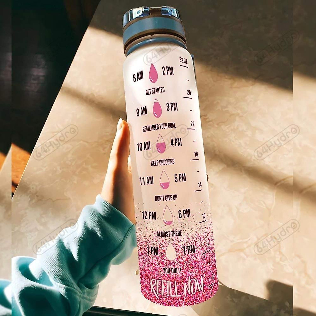 64HYDRO Nurse Water Bottle 32oz, Nurse Weeks Gifts, Nurse Appreciation Gifts, Nurse Water Bottle with Times to Drink, Motivational Water Bottle, Water Tracker Bottle, Water Bottle with Time Marker